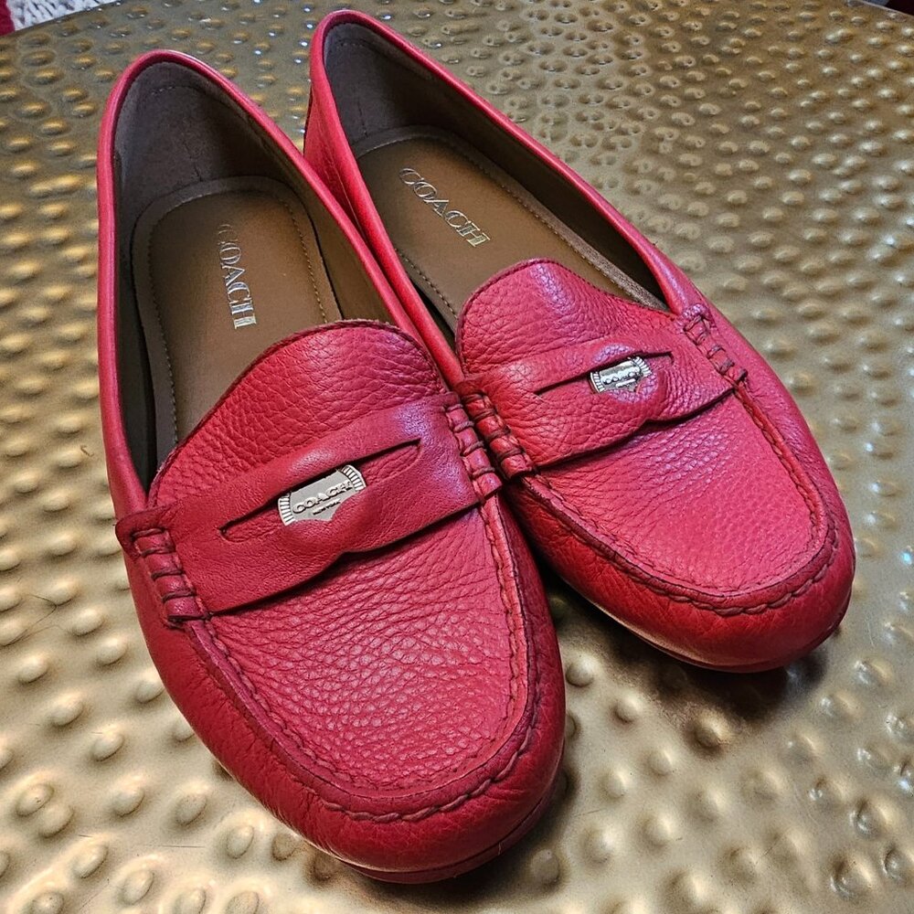 Coach Penny Solid Red Leather Driver - Gem